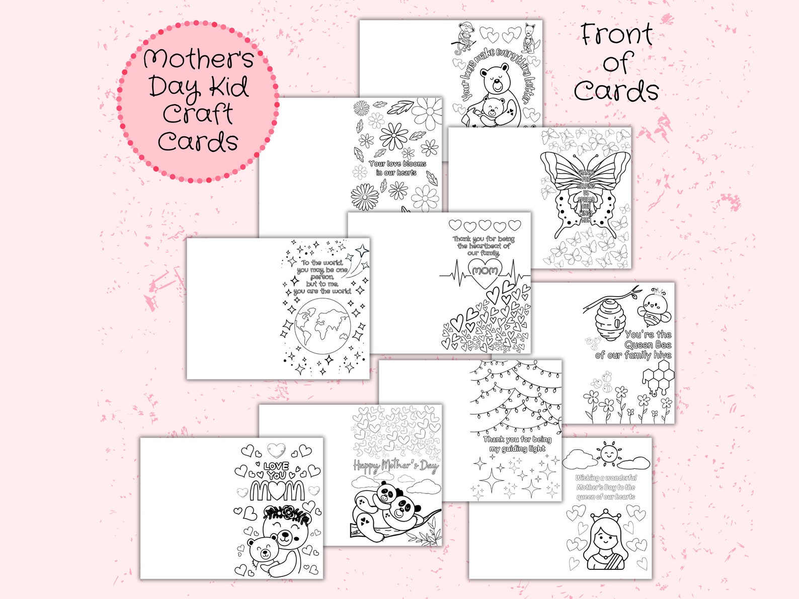 Mothers Day Greeting Cards, Color Your Own Card, Easy Paper Craft for ...