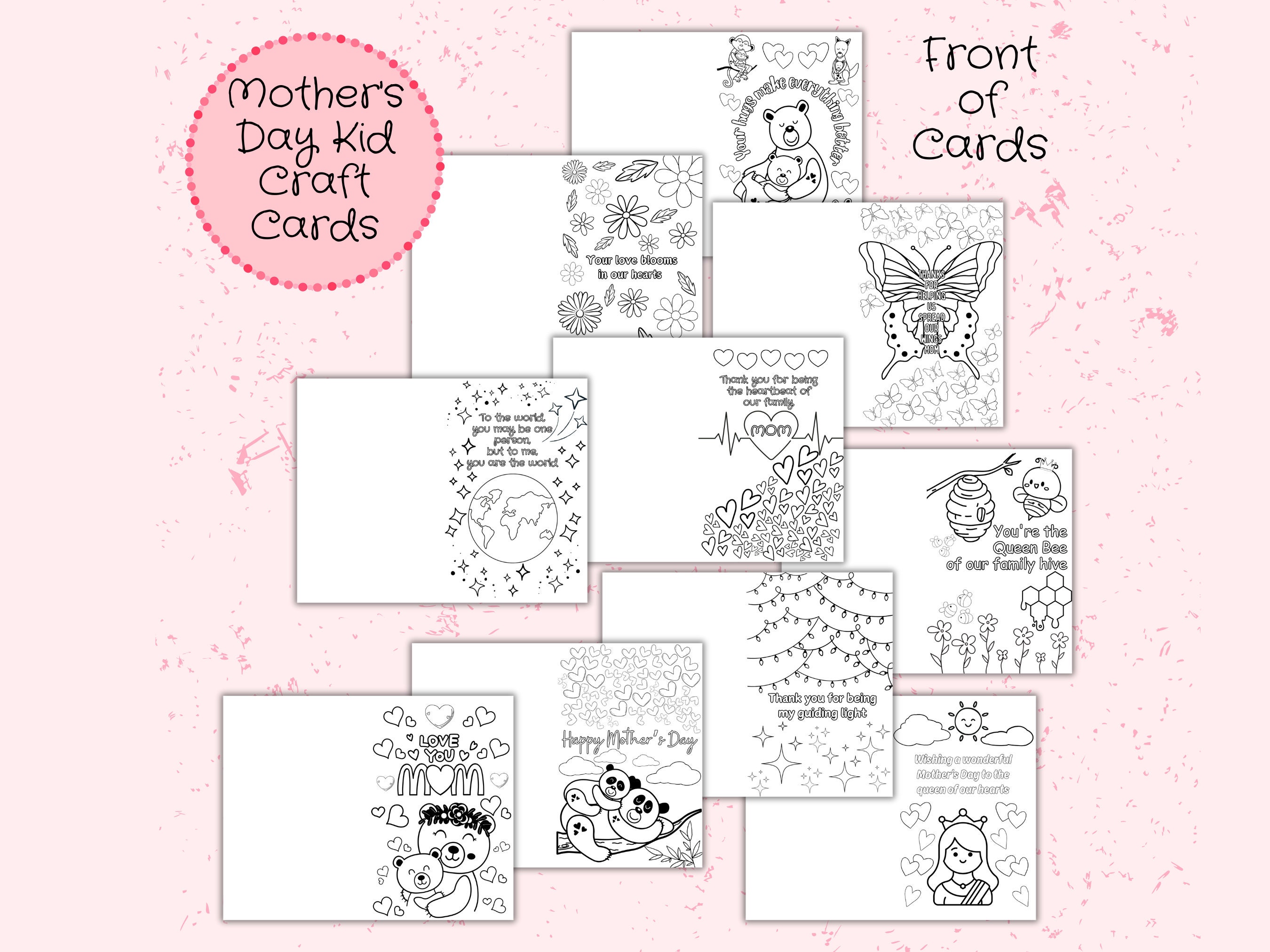 Mothers Day Greeting Cards, Color Your Own Card, Easy Paper Craft for ...