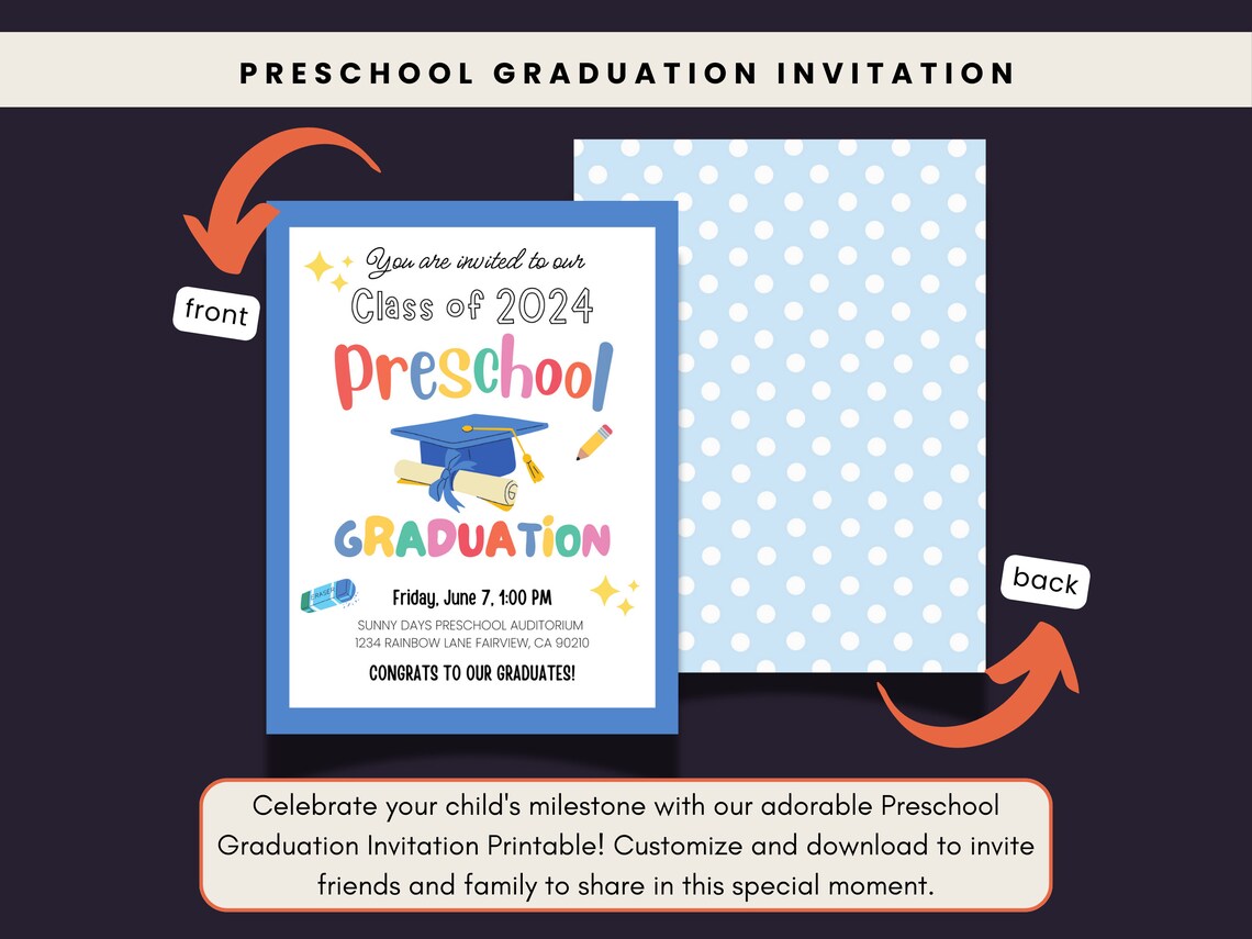 Editable Preschool Graduation Bundle, Preschool Graduation Invitation ...