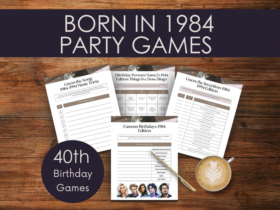 Birthday Party Games Born in 1984 Party Game 40th Birthday Fun ...