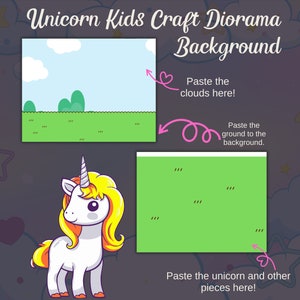 Unicorn Kids Craft Diorama | Unicorn Digital Paper | Unicorn Party ...