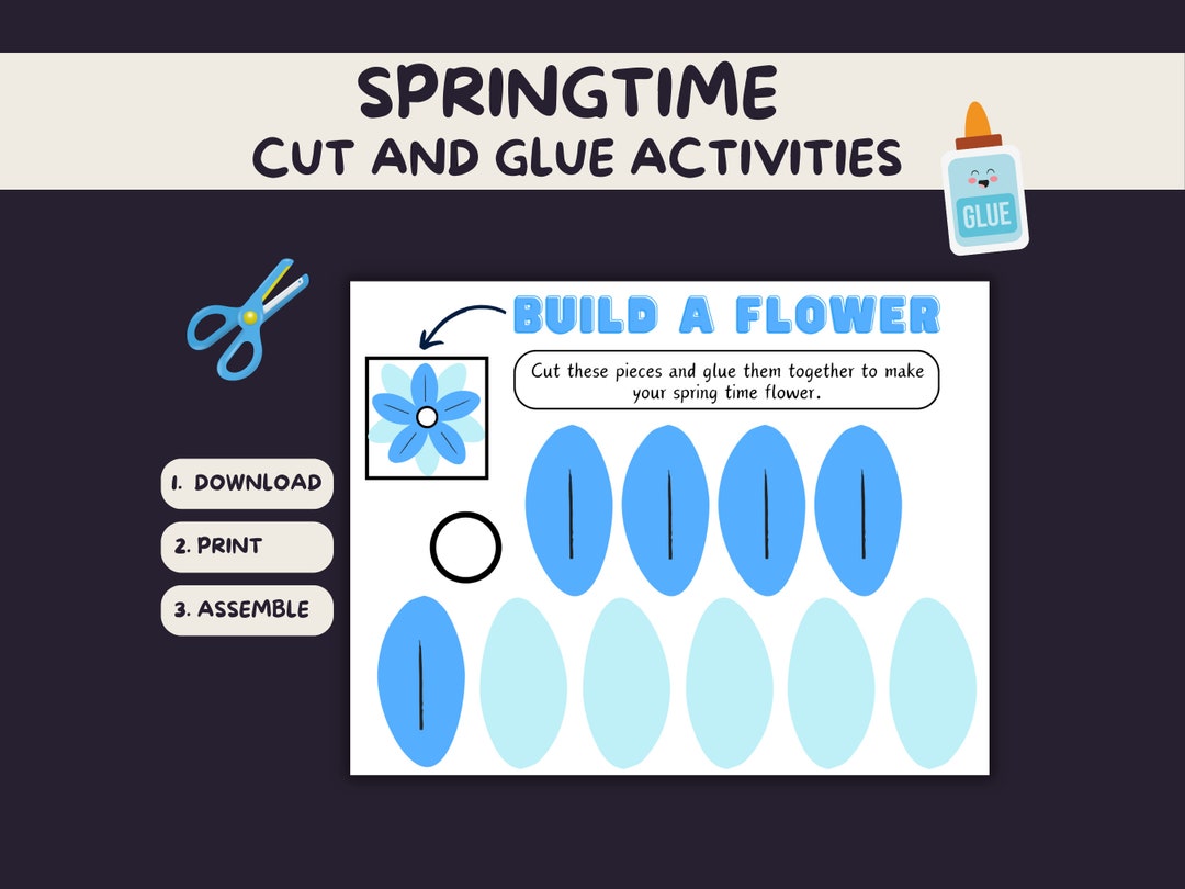 Build A Flower - Spring Cut and Glue Activity Printable for Kids - Fun ...