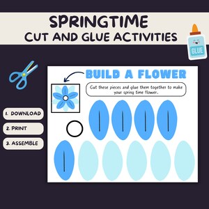 Build A Flower - Spring Cut and Glue Activity Printable for Kids - Fun ...