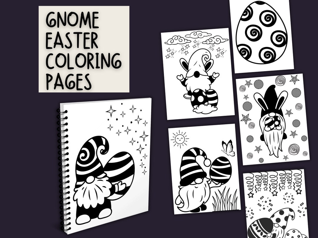 Printable Easter Coloring Sheets With Cute Gnomes for Kids & Adults ...