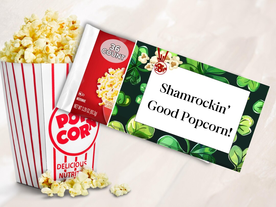 St. Patrick's Day Popcorn Wrapper: Shamrock Party Favor (digital ...