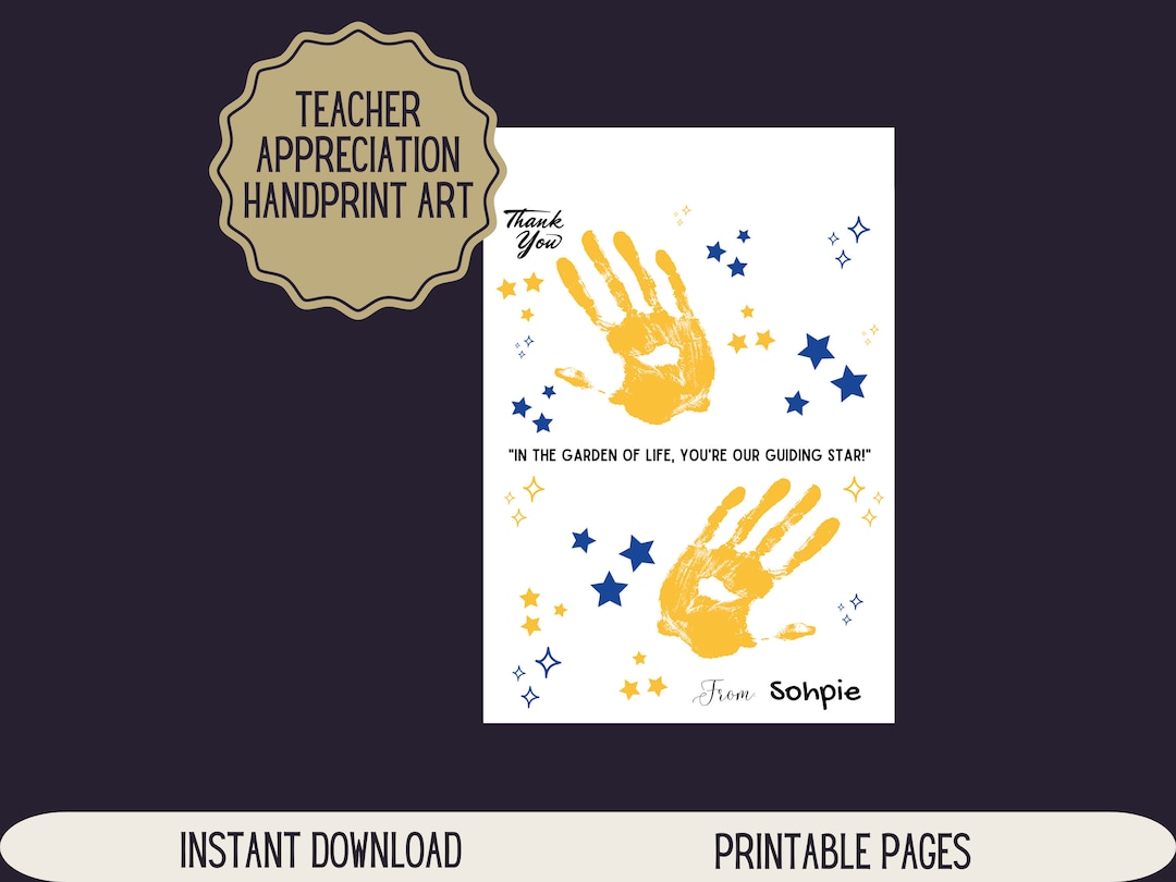 Teacher Appreciation Hand Print Craft - DIY Gift, Kids Art Project ...