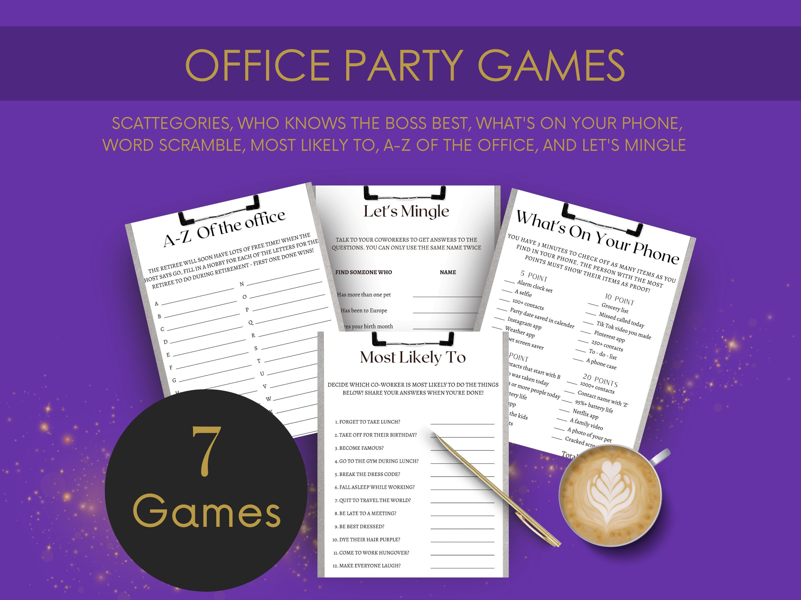Office Party Games Bundle, Printable Work Party Games, Team Building ...