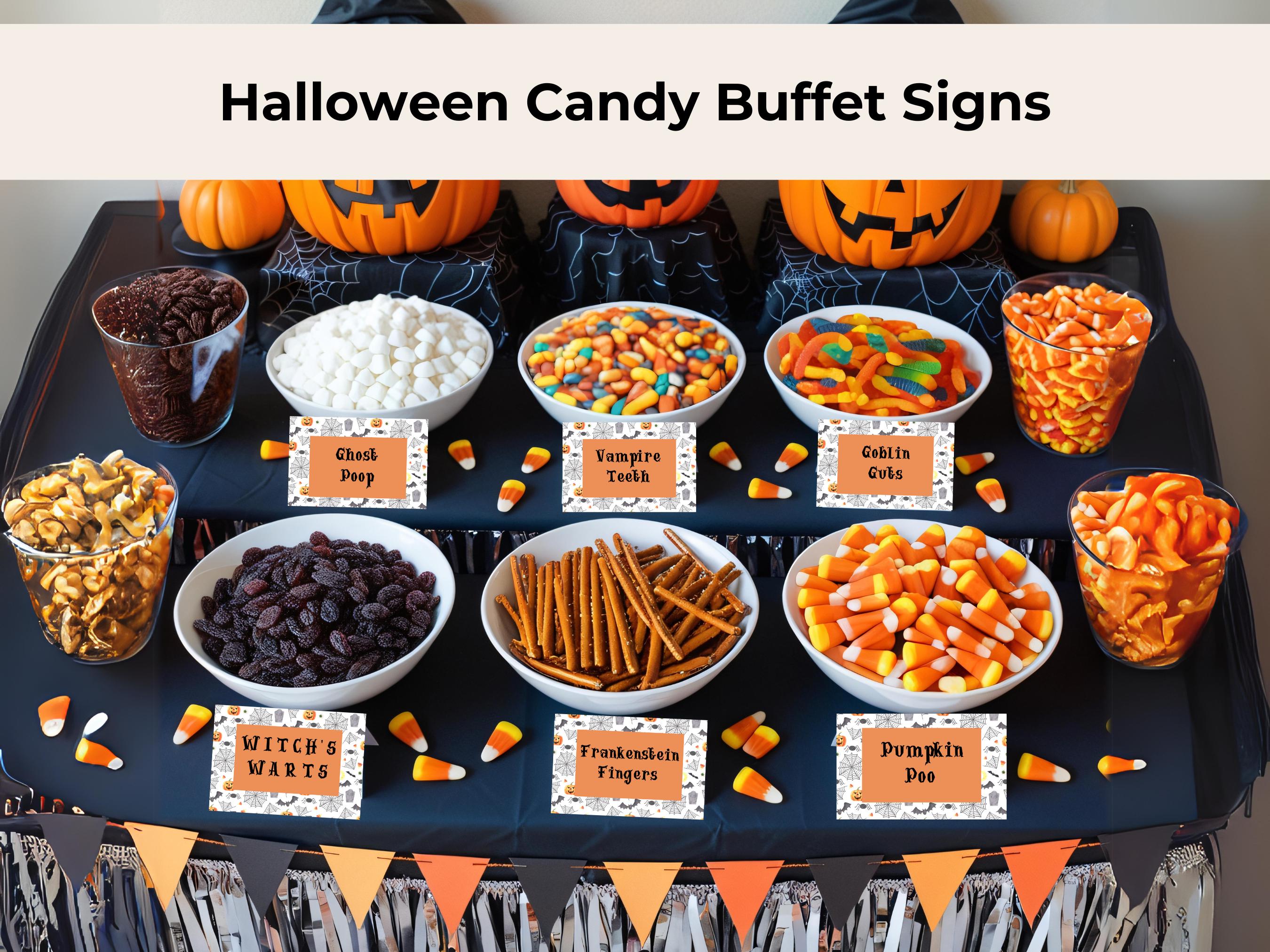 Halloween Candy Buffet Cards: Printable Food Label Tents (instant ...