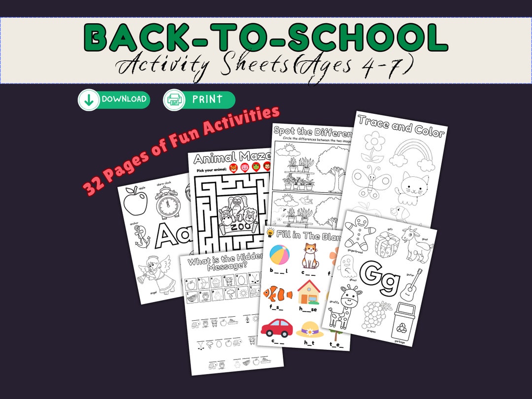 Activity Sheets for Back to School | Fun & Educational Printables for ...