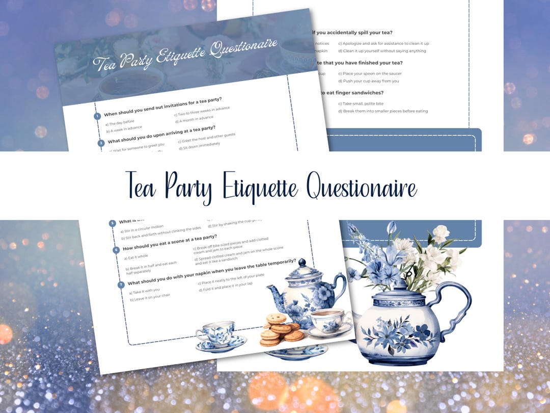 Tea Party Etiquette Game Printable, Tea Etiquette Questionnaire ...
