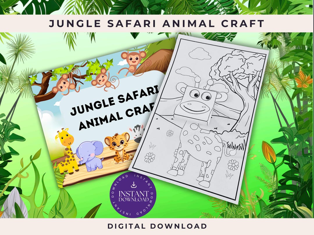 Jungle Safari Animal Kids Crafts Printable - Fun Party Favor and ...