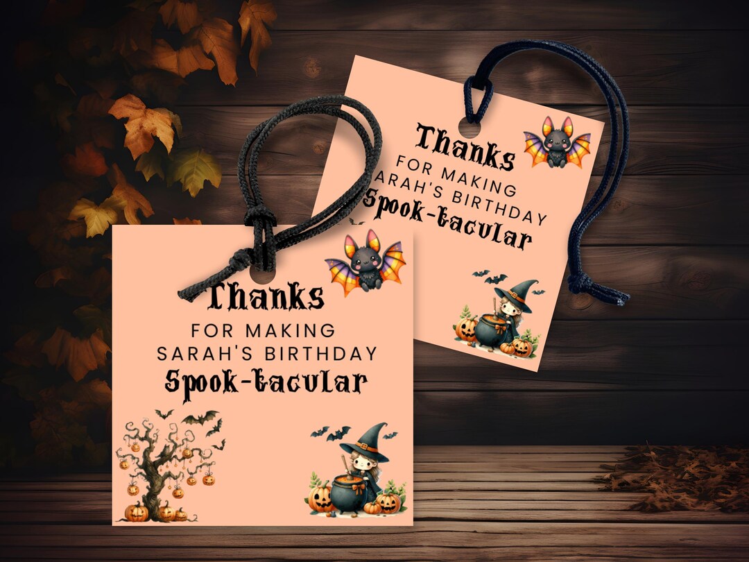 Editable Spook-tacular Birthday Favor Tag | Halloween Favor Tags ...
