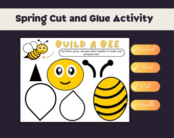 Build A Bee Printable Craft & Activity Set for Spring W Bonus Coloring ...