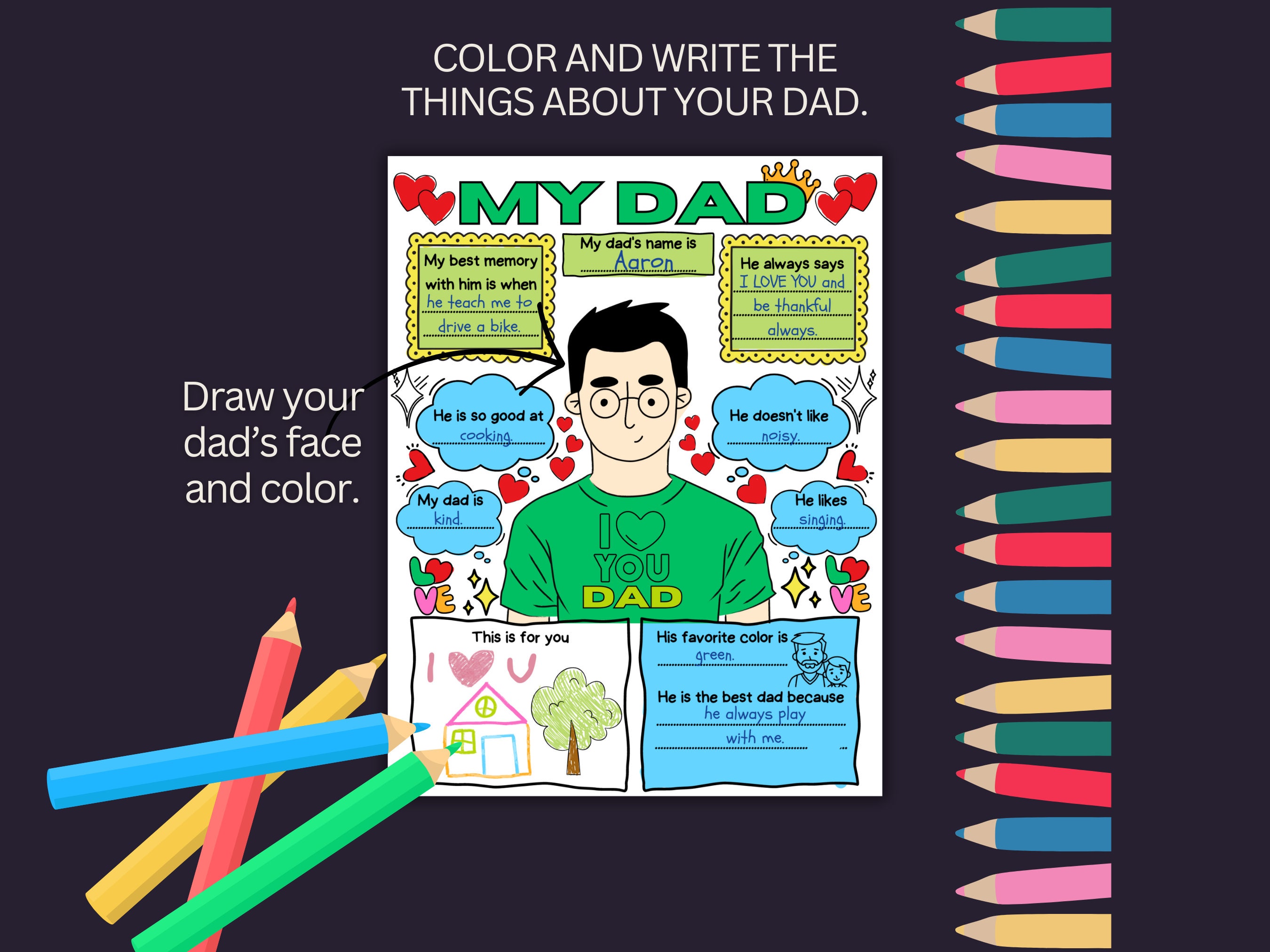 Father's Day Gift Father's Day Printable All About My Dad Printable Dad ...