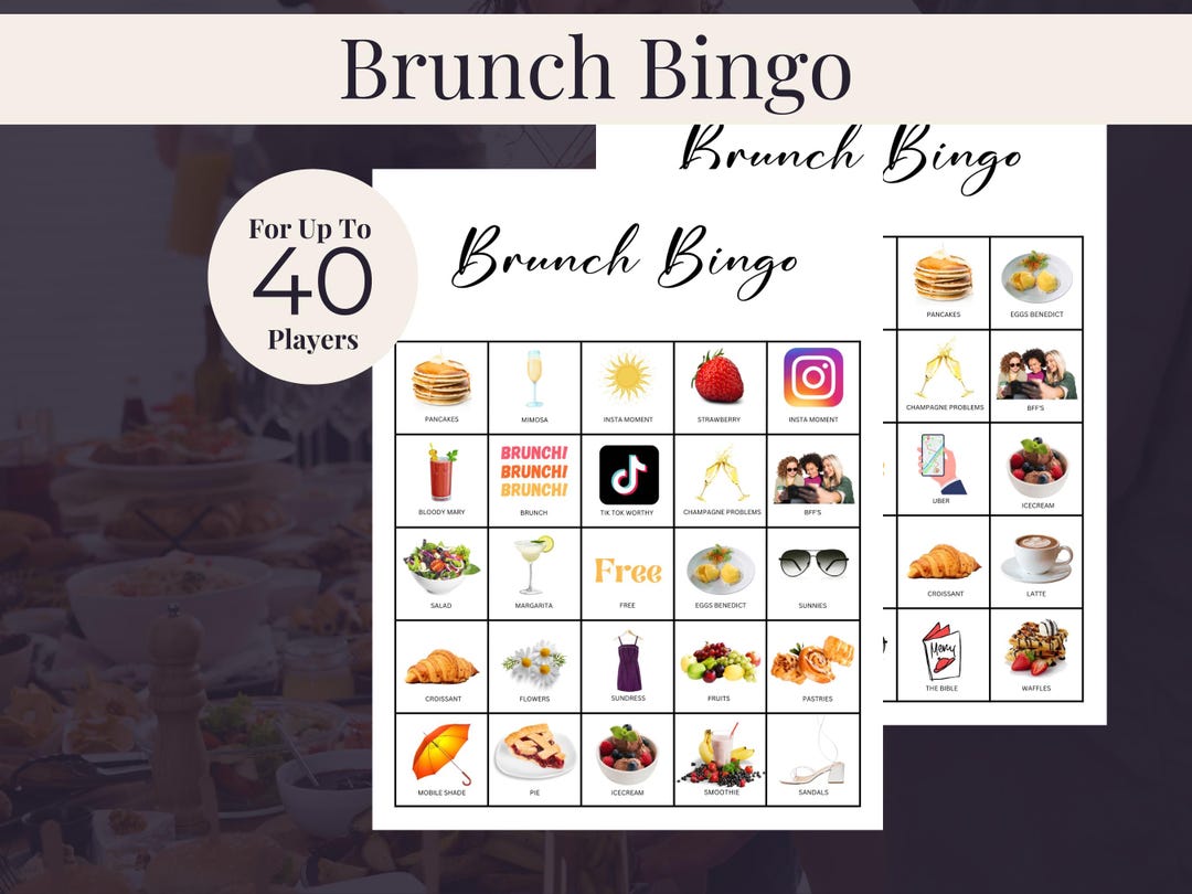 Brunch Bingo | Mother Day or Large Group Activity | up to 40 Players | Party Game for Adults ...