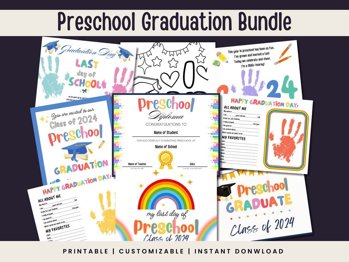 Editable Preschool Graduation Bundle, Preschool Graduation Invitation ...