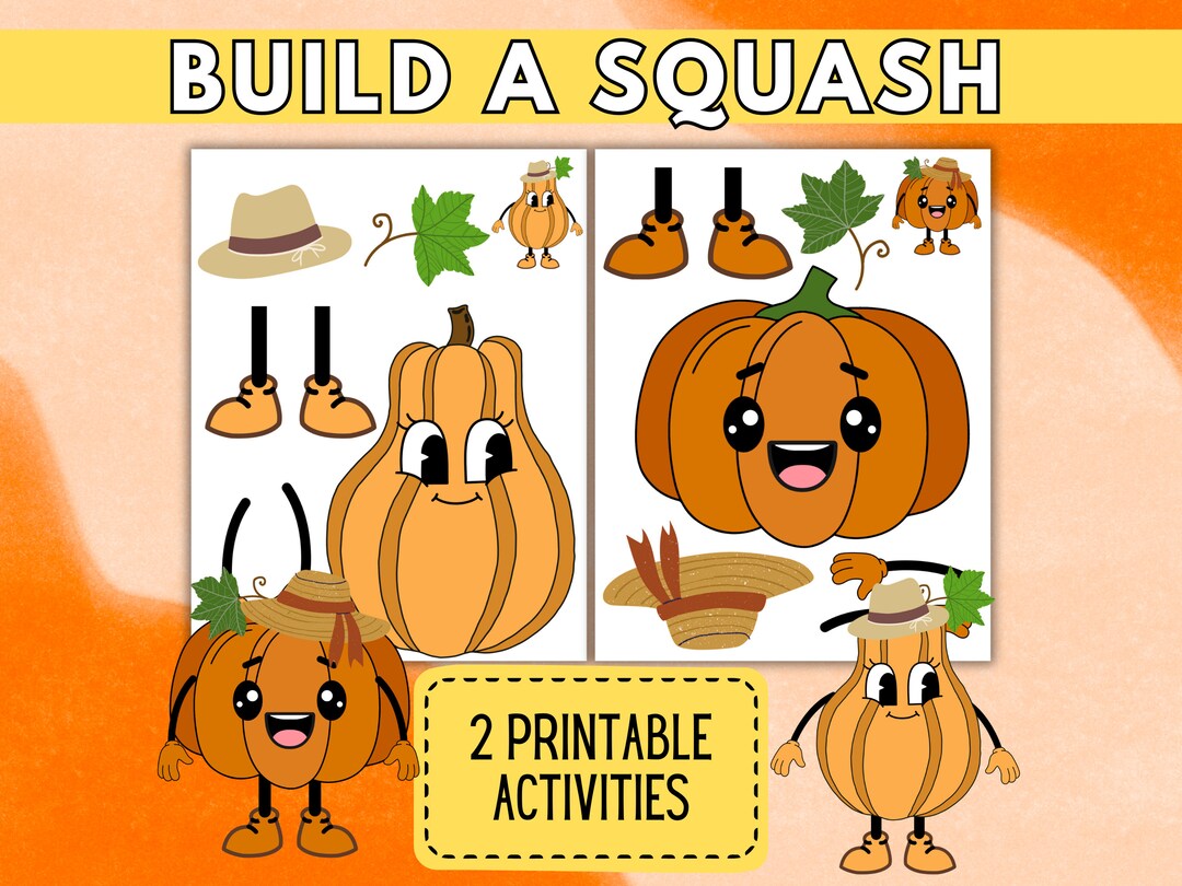 Autumn Build a Squash Kid Craft Printable Cut and Glue Activity Scissor ...