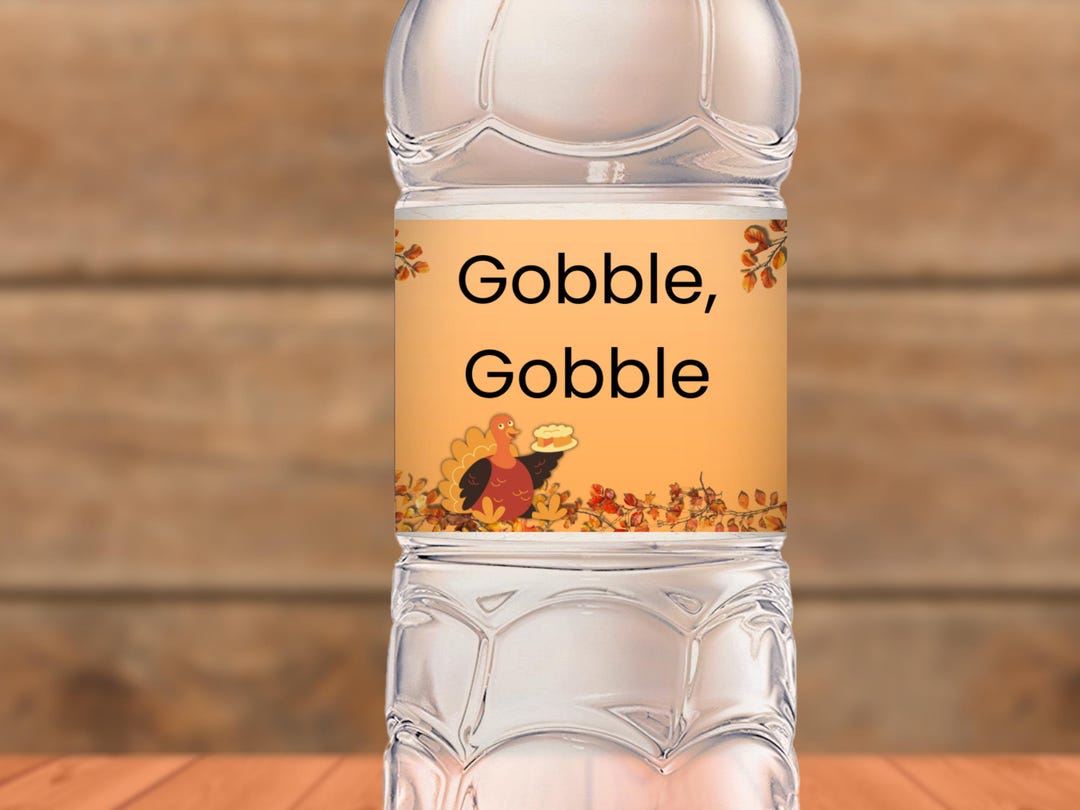 Editable Thanksgiving Water Bottle Label: Turkey Party Decor (digital ...