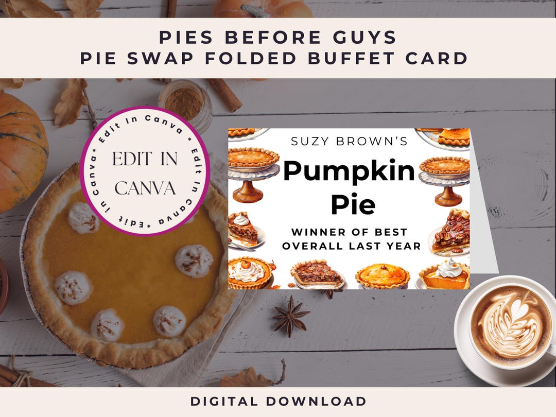 Pies Before Guys Pie Swap Buffet Cardst Emplate, Editable in Canva, 4x6 ...