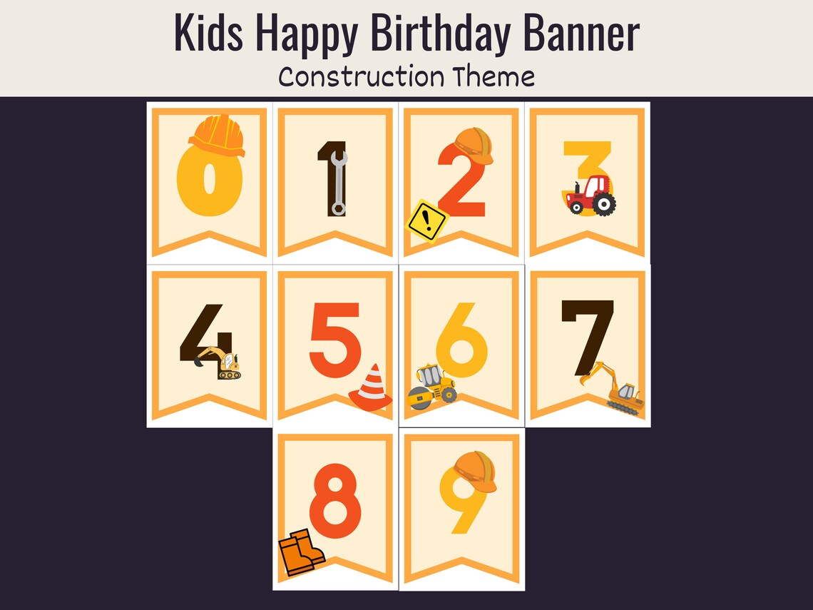 Construction Birthday Banner: Printable Party Decor (digital Download ...
