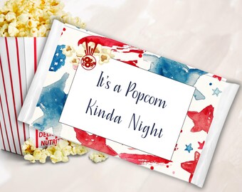 July 4th Popcorn Wrapper Editable, Fourth of July Printable Poppin ...