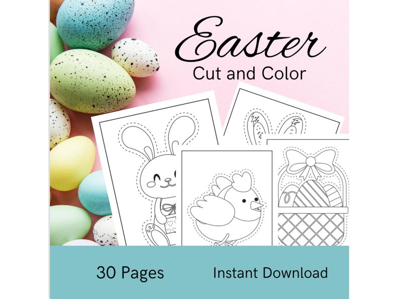 DIY Easter Coloring and Cut Out Pages Kids Craft Project - Etsy