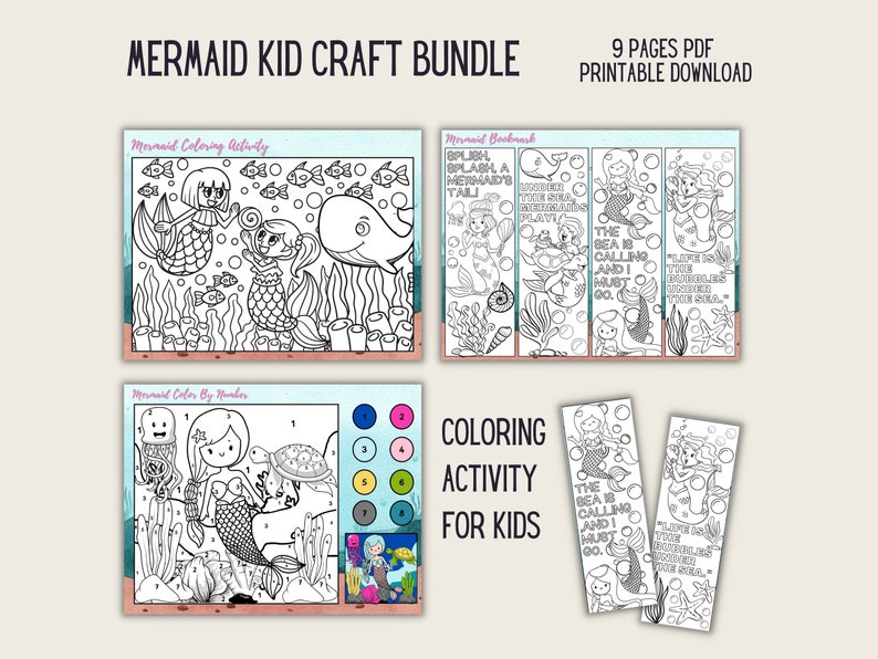 Mermaid Kid Craft Bundle Under the Sea Crafts Water Nymph Bookmarks ...