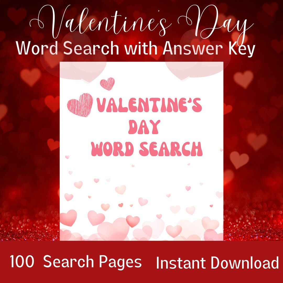 100 Pages of Valentine's Day Word Search With Answer Key - Etsy