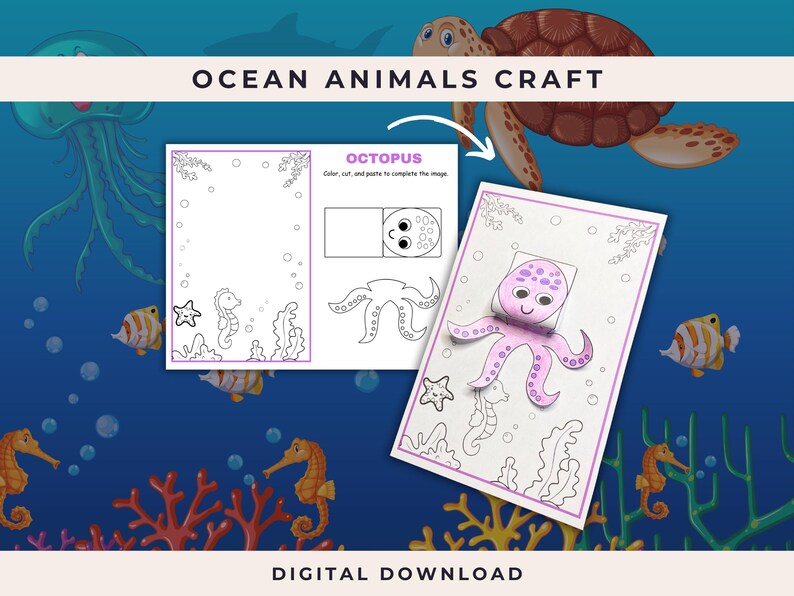 Ocean Animals Craft Printable Kids Activities Fun Underwater Sea Life ...