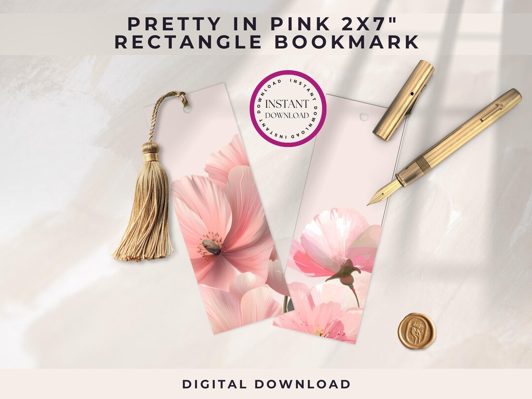 Pretty in Pink Spring Bookmark Set of 5 Printable Bookmarks to Add a ...