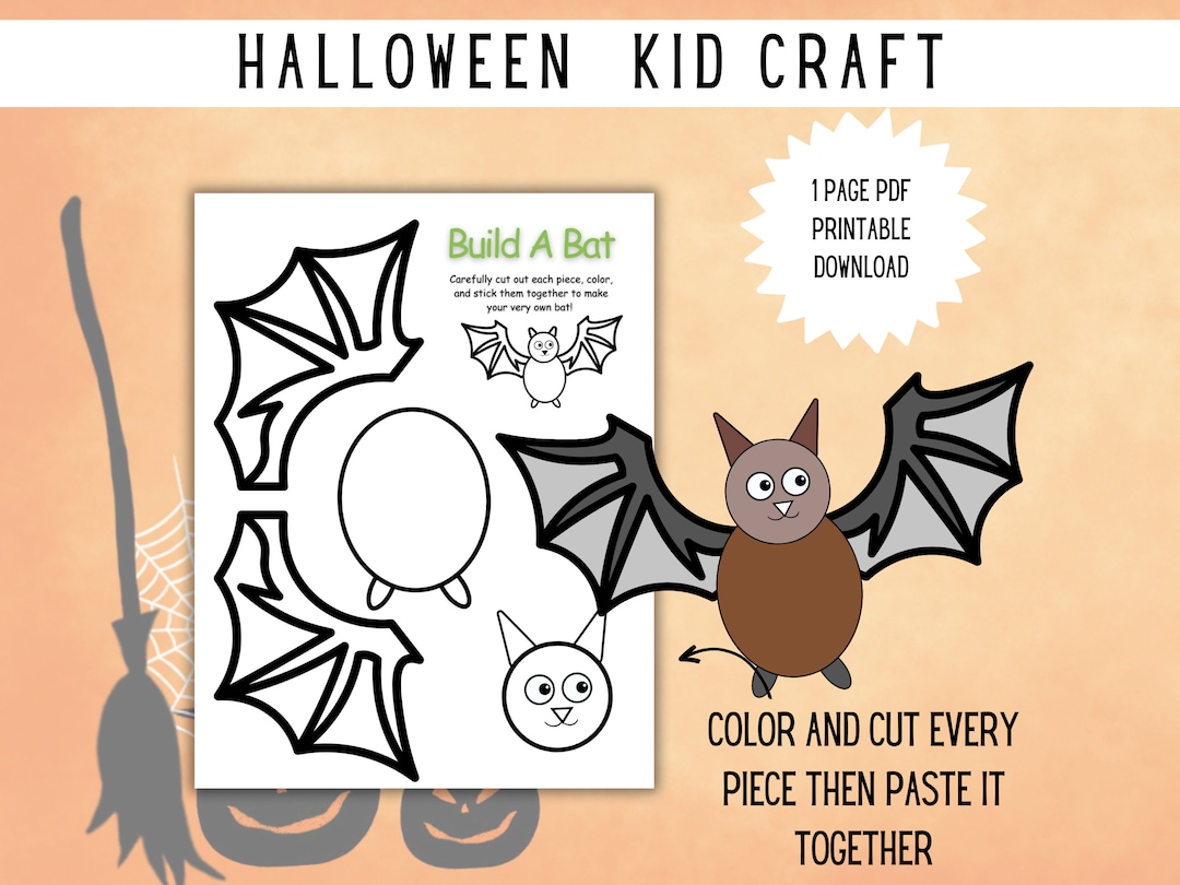 Build a Bat This Halloween Printable Cut, Color and Glue Activity ...