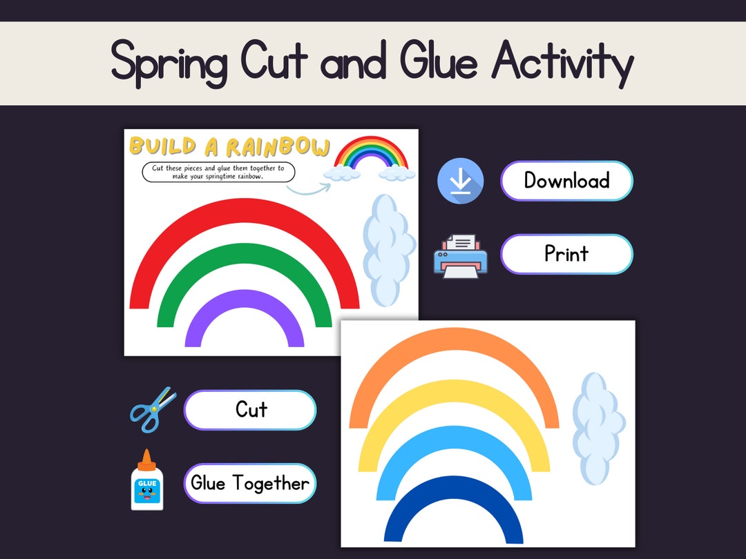 Colorful Cut and Paste - Rainbow Crafting Activity Sheets for Kids ...