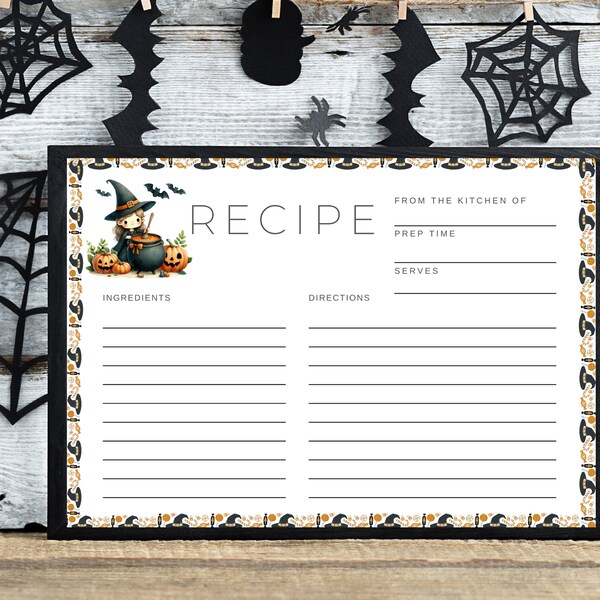 Halloween Recipe Cards - Etsy