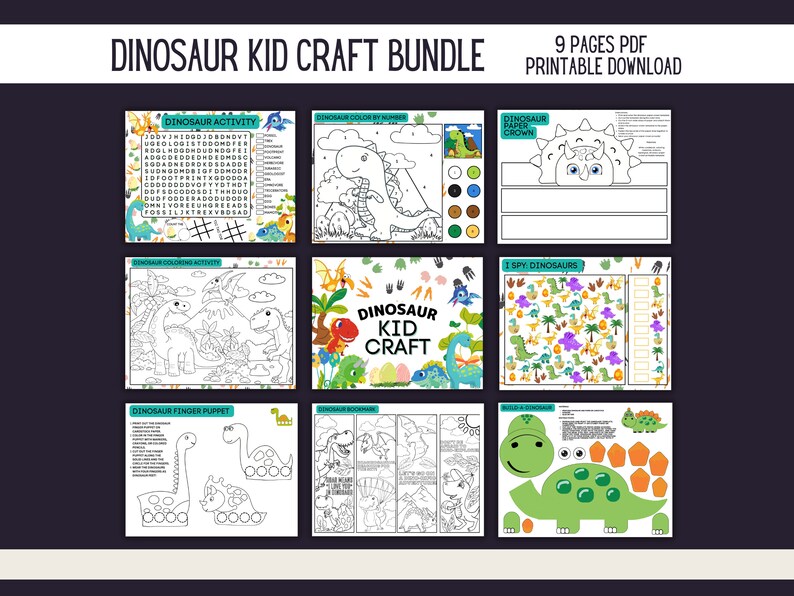 Dinosaur Printables dinosaur Kids Craft Bundle Dino Kid Activities - Etsy