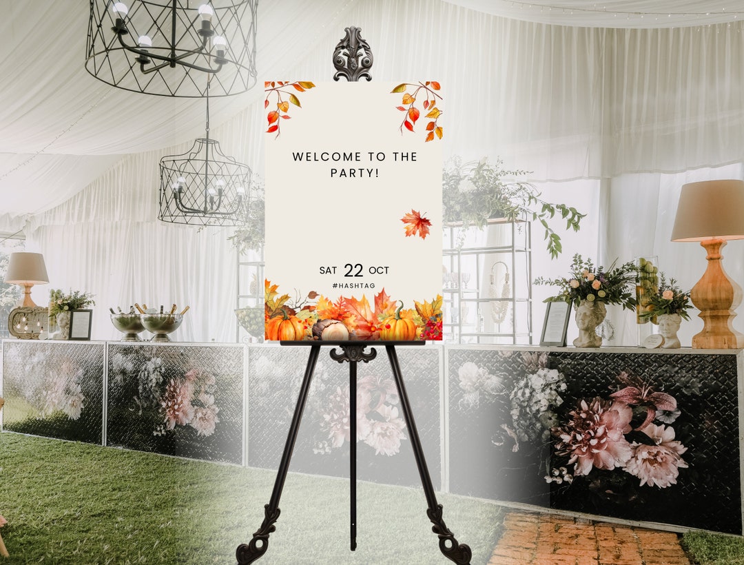 Editable Autumn Leaves Welcome Sign, INSTANT DOWNLOAD, Fall Leaves ...