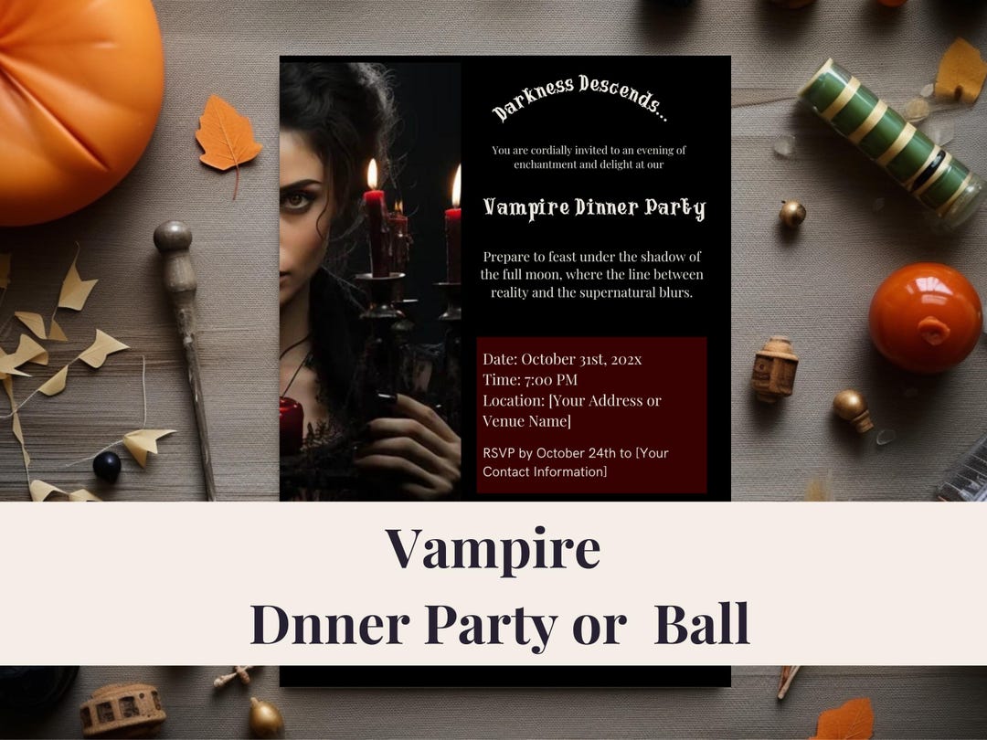 Vampire Dinner Party Invitation Grown up Halloween Party Invite ...