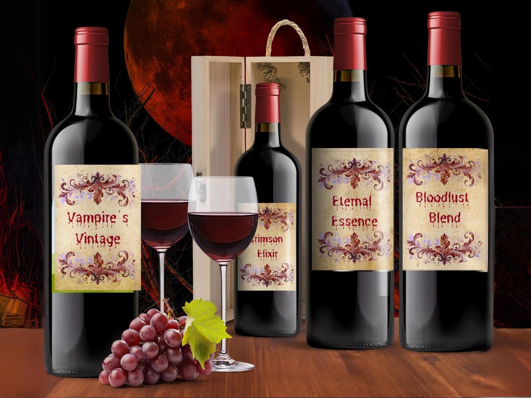 Vampire Red Wine Labels Printable | Halloween Wedding Decor| Halloween ...