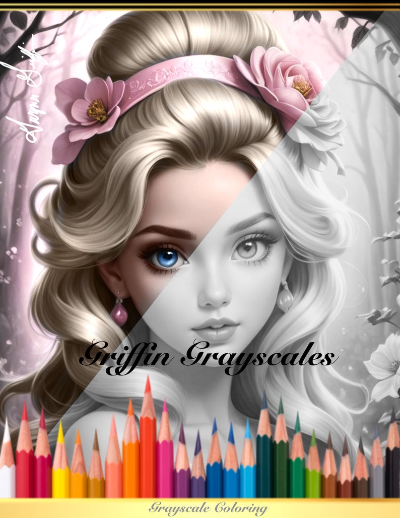 Coloring Pages for Adults, Grayscale Coloring Book, Grayscale Pages ...