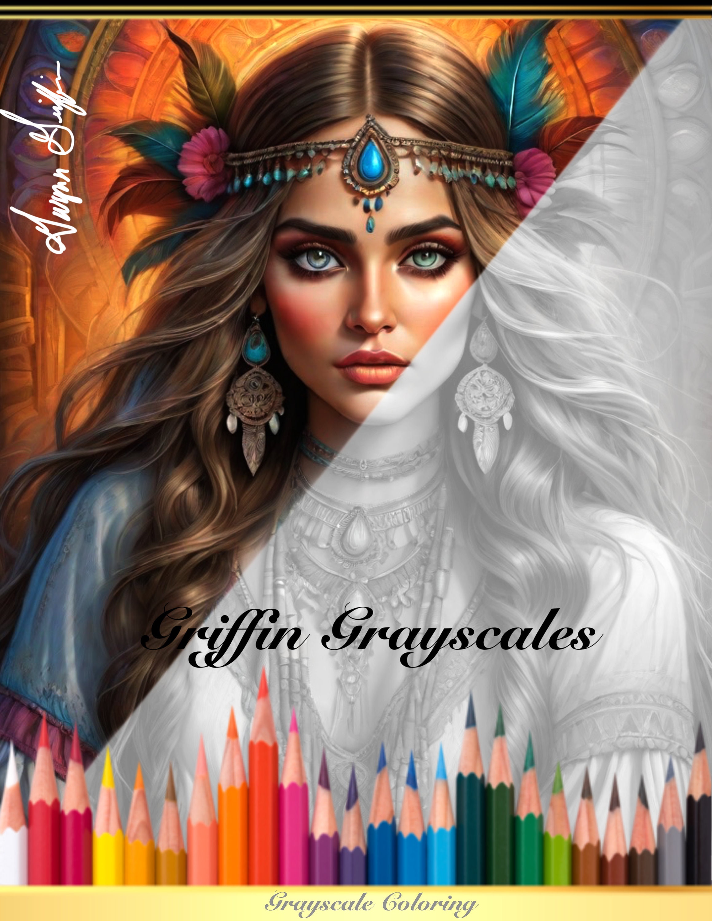 Coloring Pages for Adults, Grayscale Coloring Book, Grayscale Pages ...