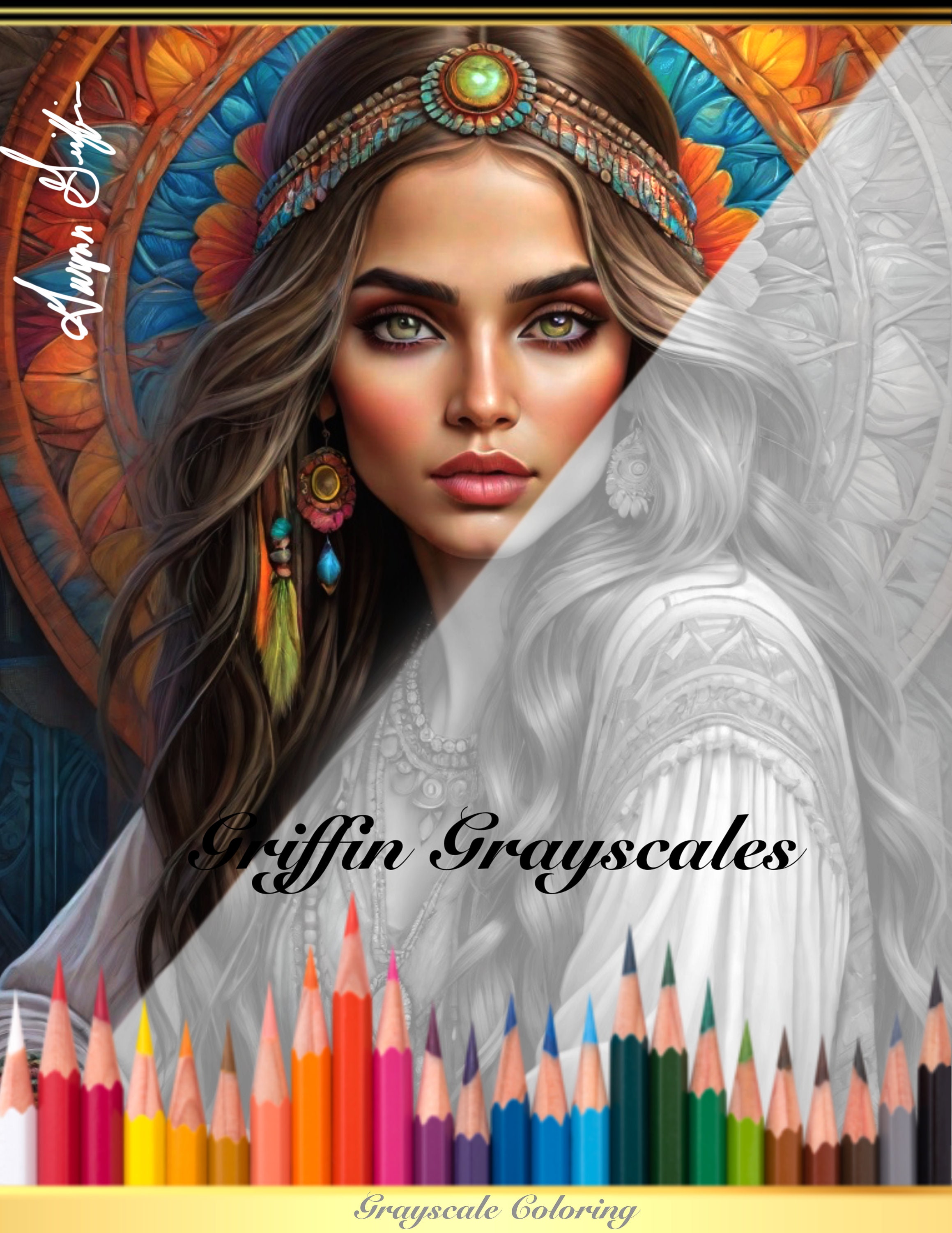 Coloring Pages for Adults, Grayscale Coloring Book, Grayscale Pages ...