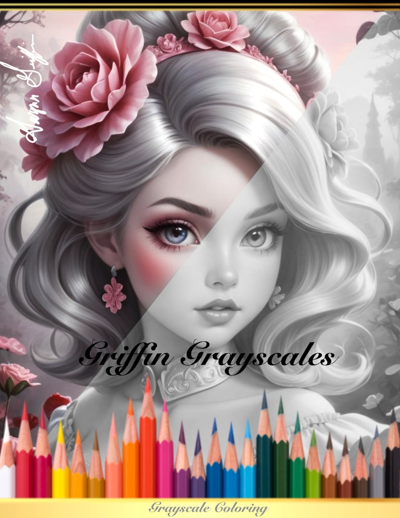 Coloring Pages for Adults, Grayscale Coloring Book, Grayscale Pages ...