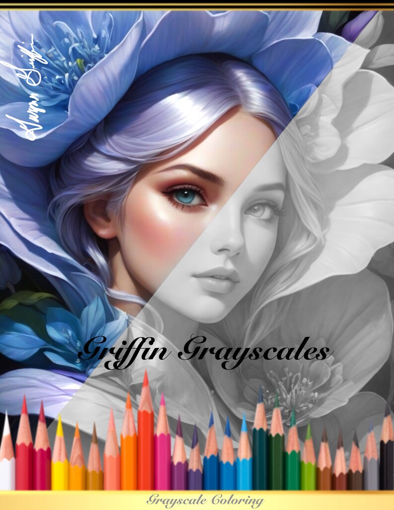 Coloring Pages for Adults, Grayscale Coloring Book, Grayscale Pages ...