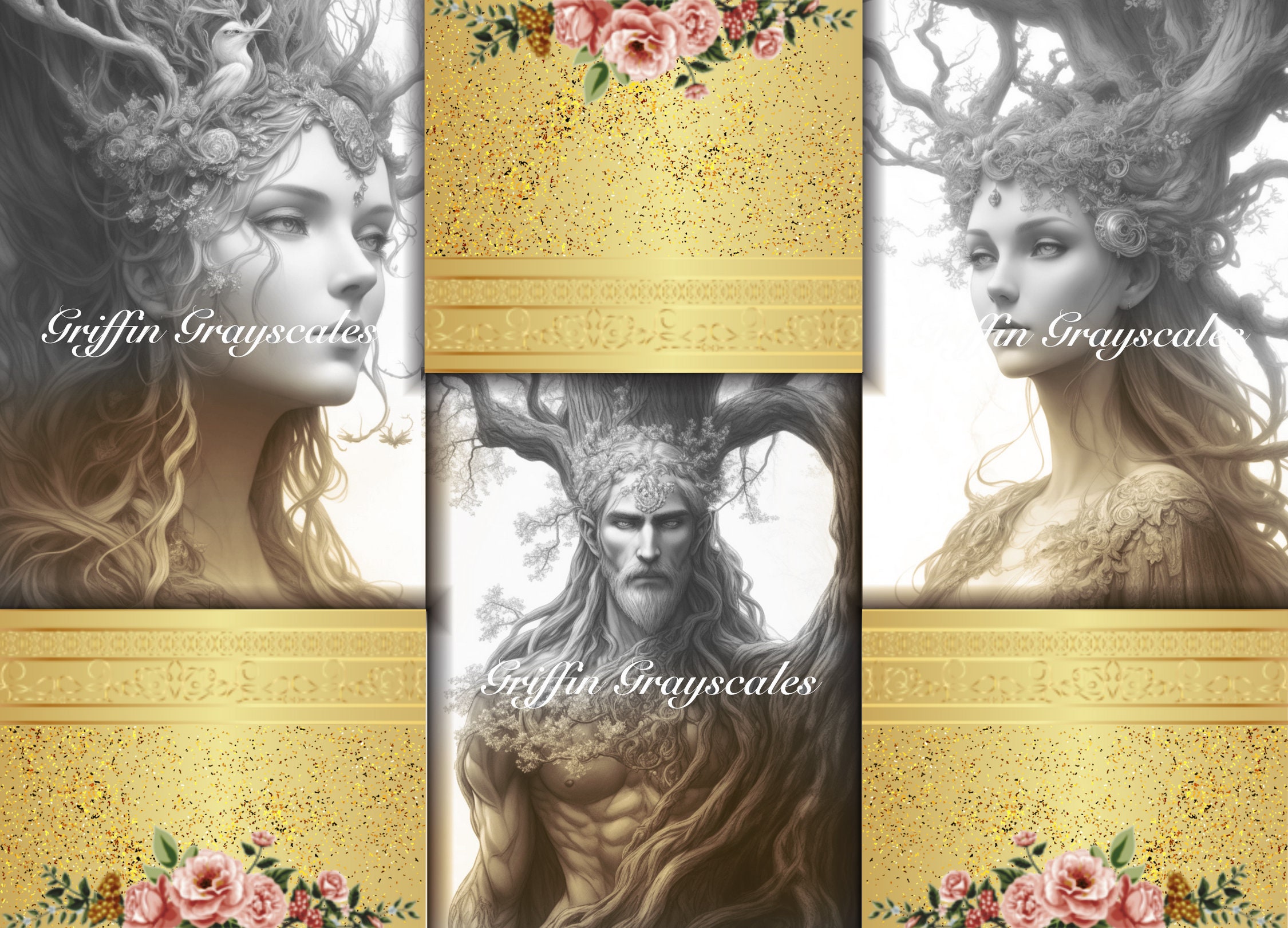 Coloring Pages for Adults Grayscale Coloring Book Digital - Etsy