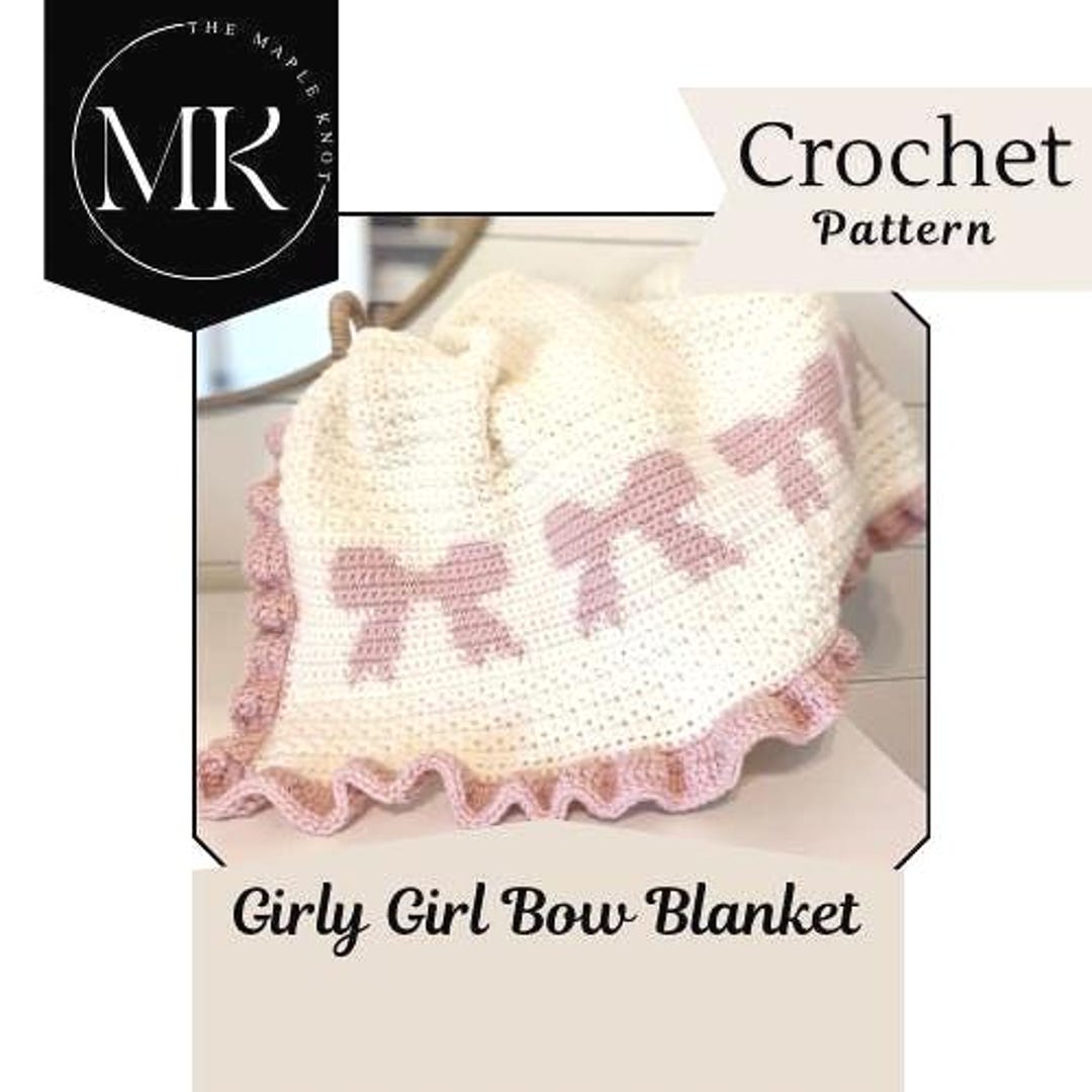 Crochet Girly Girl Bow Blanket Pattern, Baby Blanket (PDF Instant ...