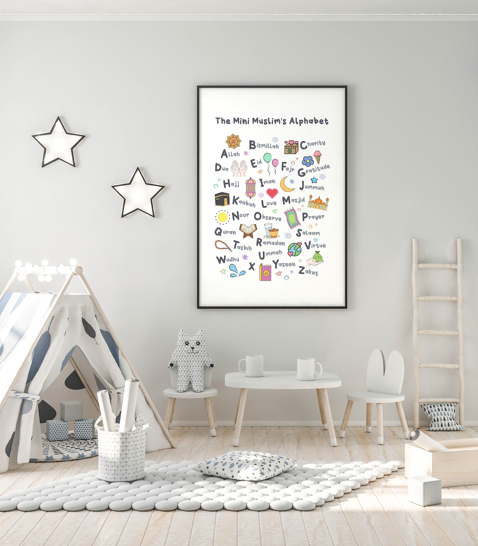 Islamic Alphabet | Muslim Kids Alphabet | Islamic Nursery Wall Art ...