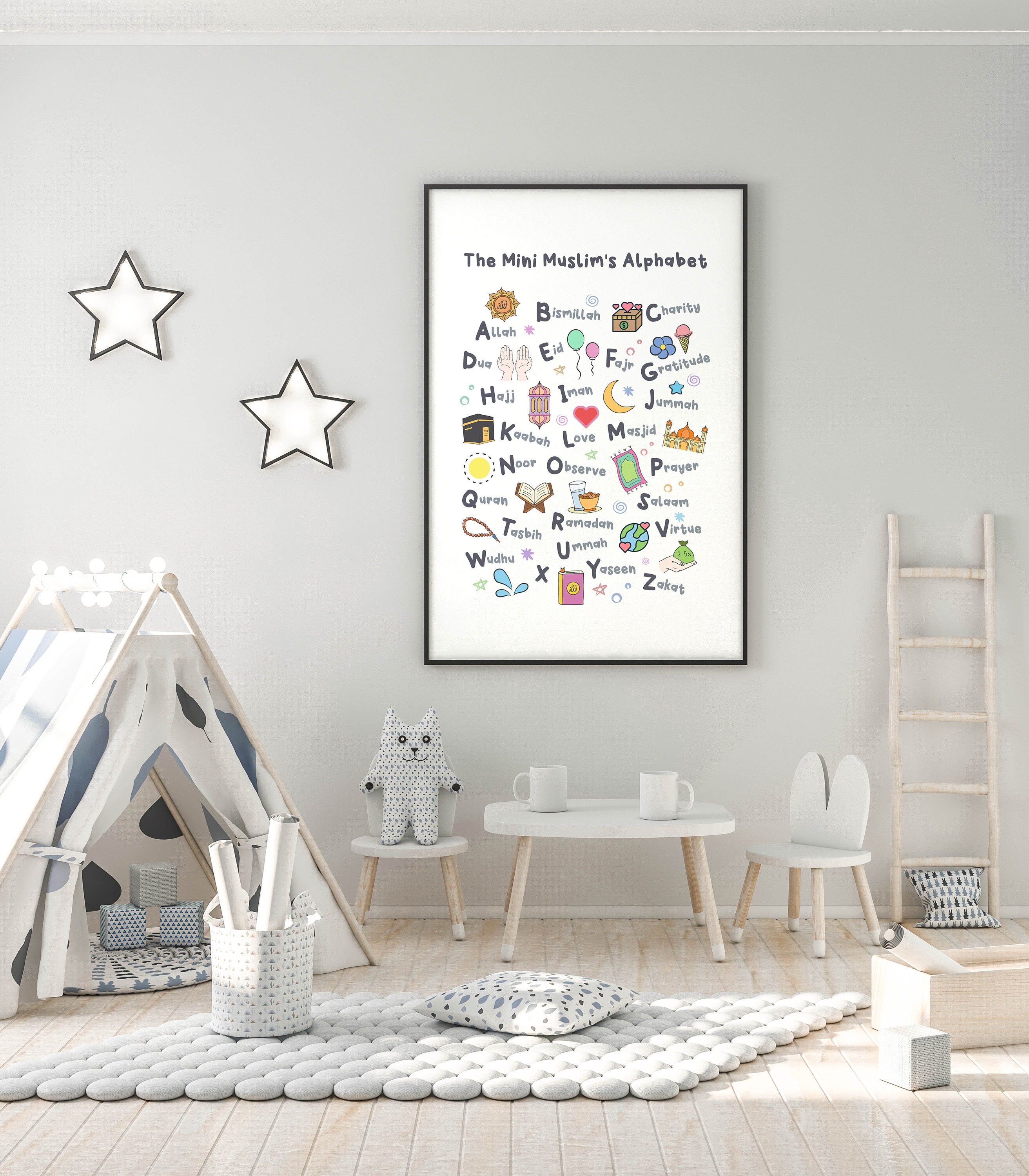 Islamic Alphabet Muslim Kids Alphabet Islamic Nursery Wall Art ...