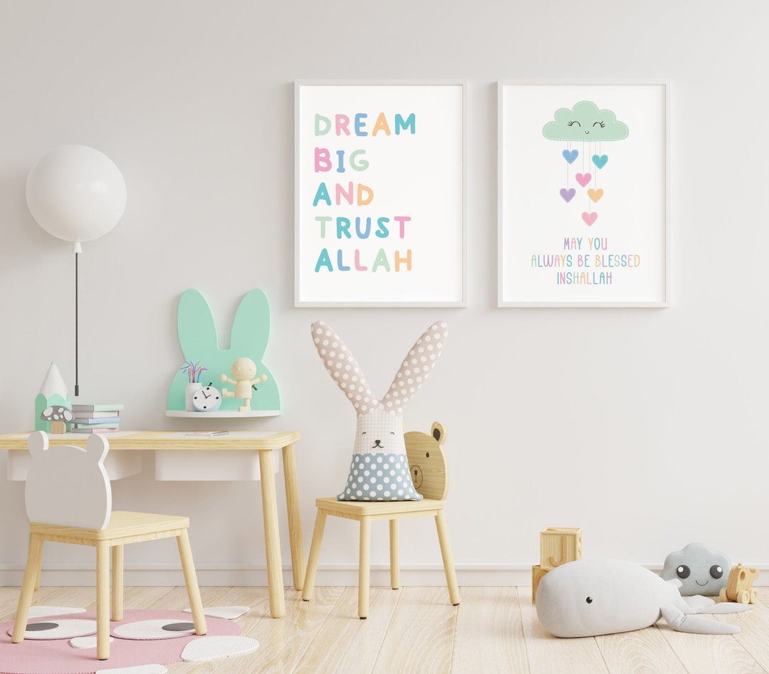 Muslim Kids Bedroom Wall Art | Modern Islamic Home Decor | Childrens ...