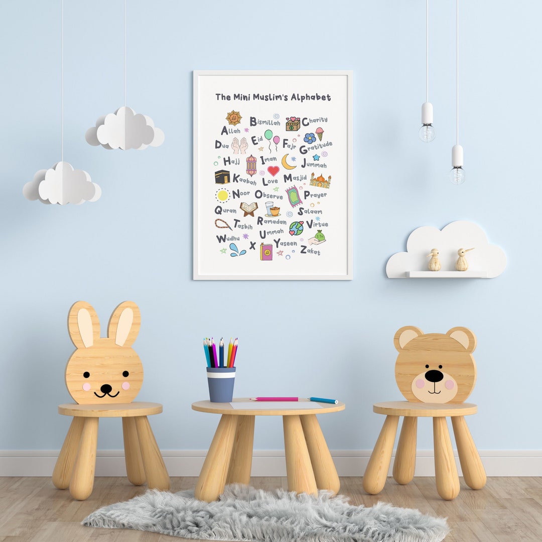 Islamic Alphabet | Muslim Kids Alphabet | Islamic Nursery Wall Art ...