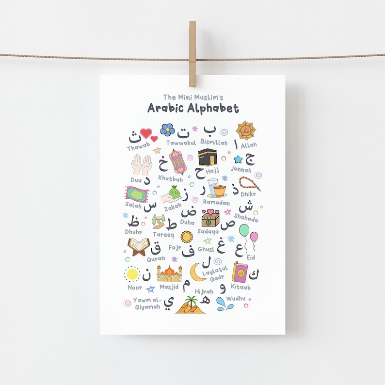 Islamic Alphabet Muslim Kids Alphabet Islamic Nursery Wall Art ...