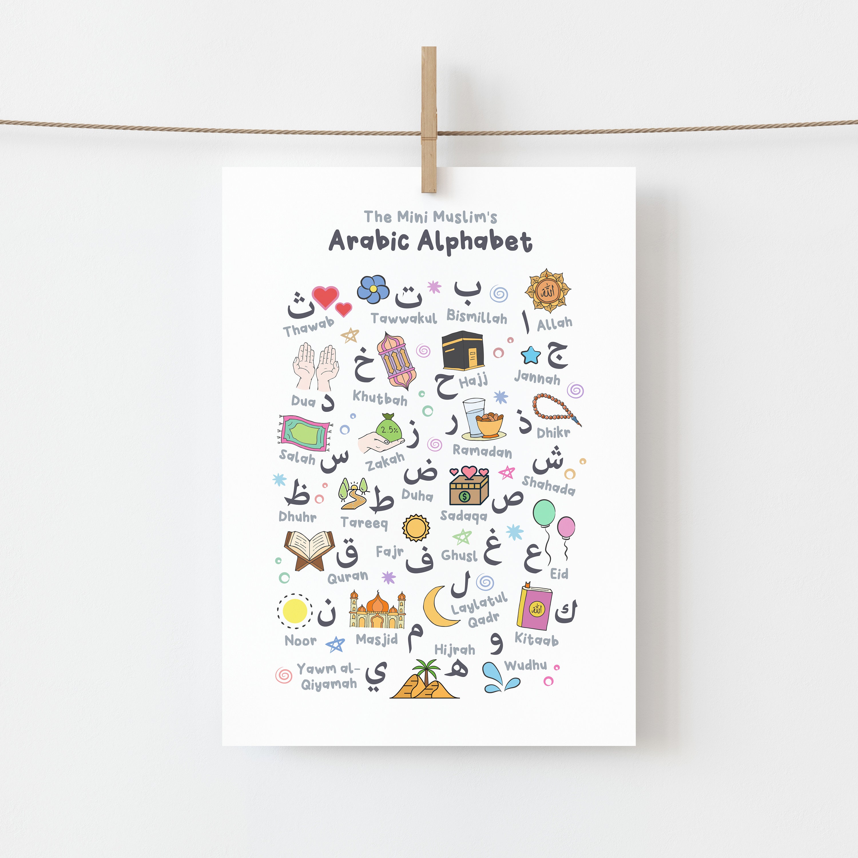 Islamic Alphabet Muslim Kids Alphabet Islamic Nursery Wall Art ...
